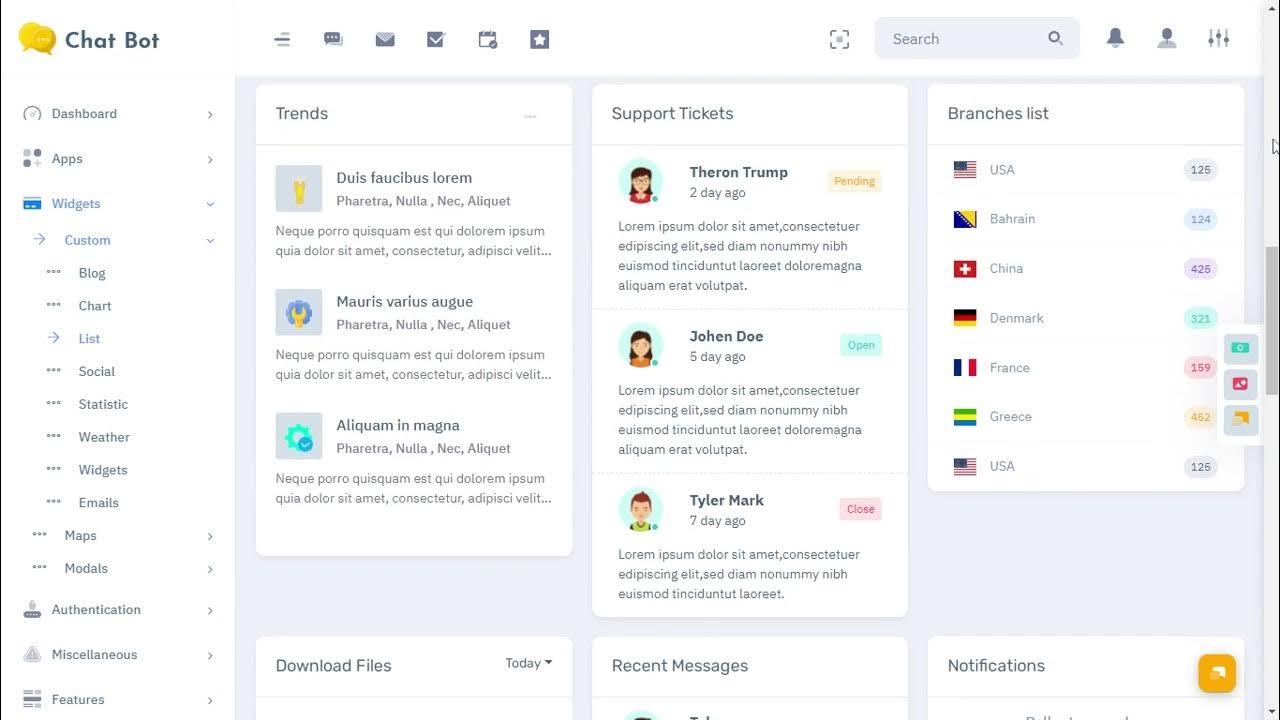 Chat Bot Admin Bootstrap Dashboard Template with Light LTR Theme - YouTube