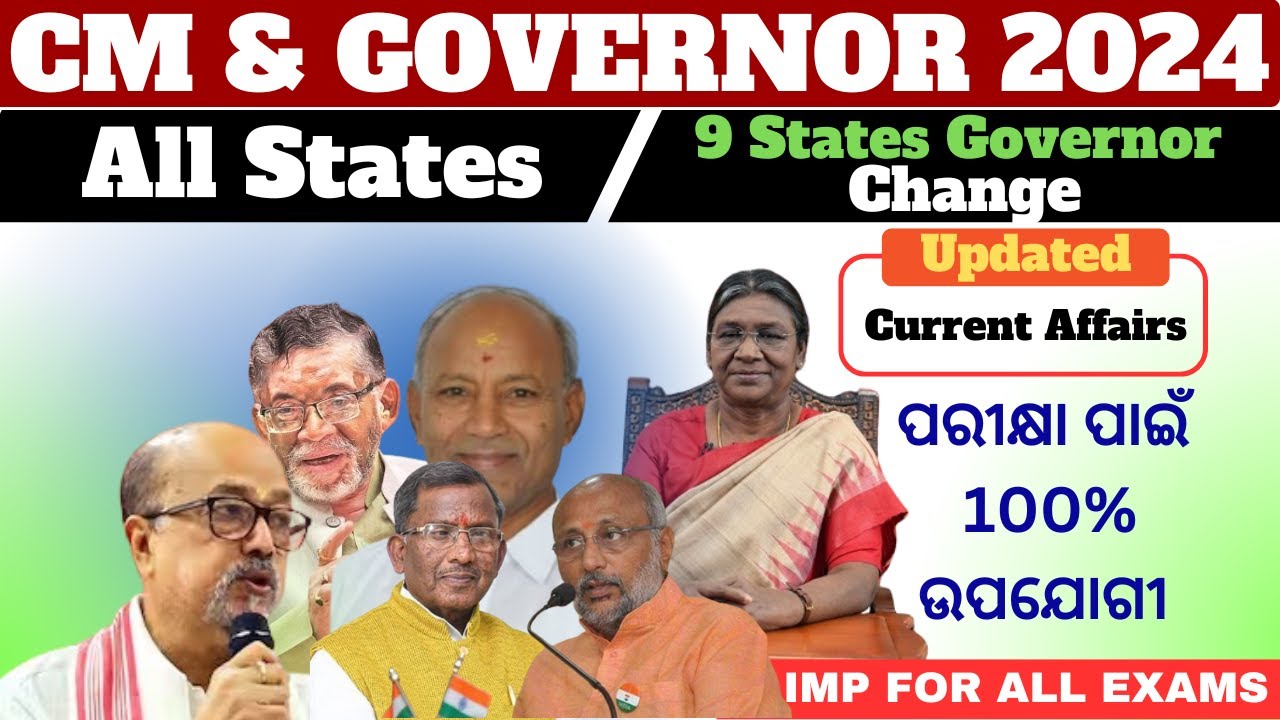 New Appointed Governor and CM 2024 | Current Affairs 2024 | 9 States ...
