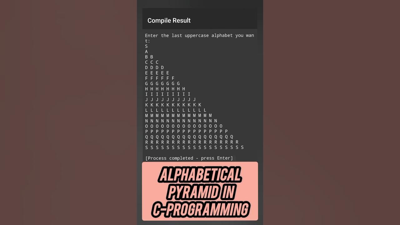 Alphabetical Pyramid Pattern Day 10 in C-Programming #alphabetical #patterns #cprogram - YouTube