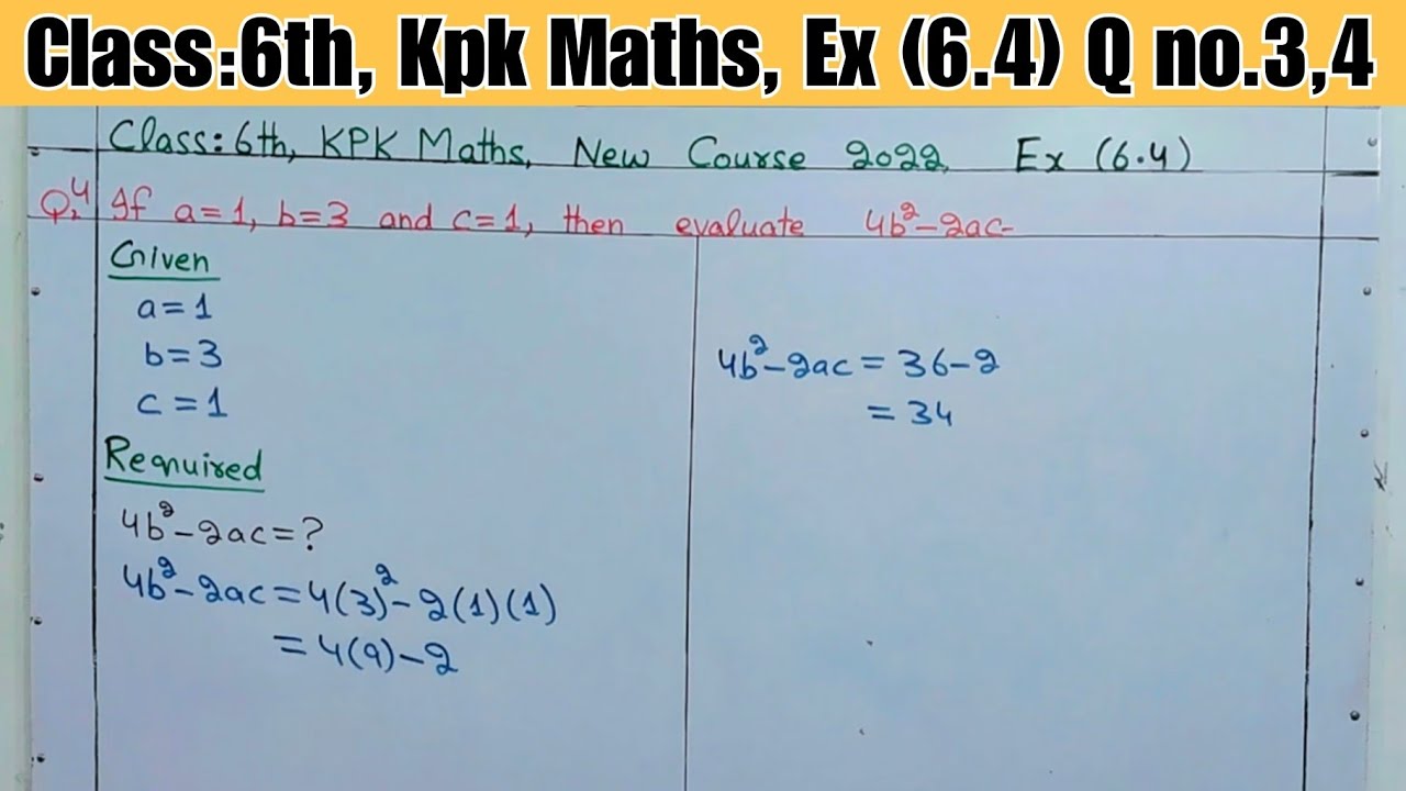 Class 6th kpk maths Ex 6.4 Q no 3,4 | Class 6th Ex 6.4 Q no 3,4 | Kpk ...
