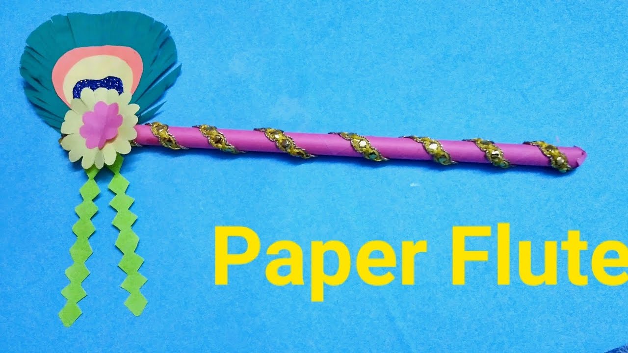 How To Make Paper Flute#easy Paper Craft#diy# krishna Flute ...