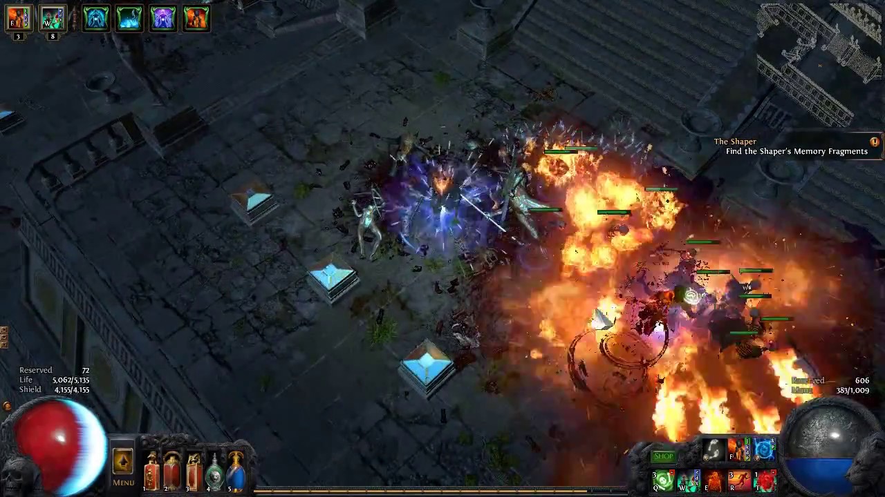 Path of Exile Clayshaper Flame Golems + Skeletons Hybrid Life ES ZO ...