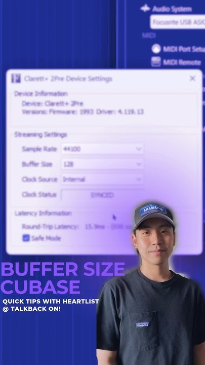 Adjusting Buffer Size using Cubase with HeartList from Talkback ON! Podcast #shorts #shortsvideo ...