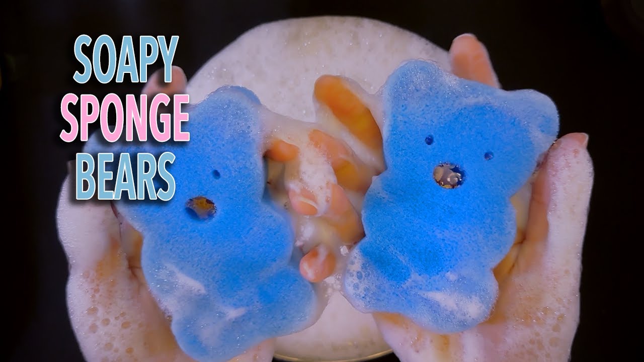 AMSR | Soapy Sponge Bears - water sounds, squishing, foam, bubbles ...