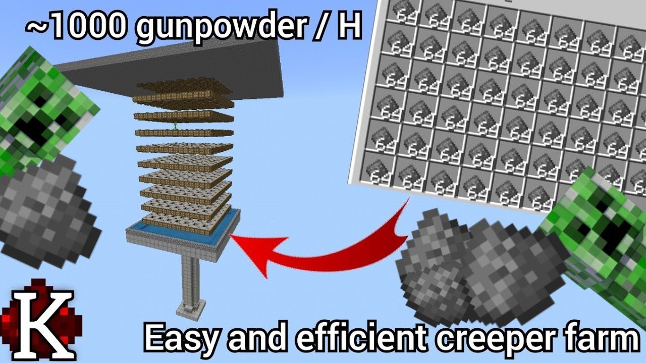 AUTOMATIQUE CREEPER ET GUNPOWDER FARM (~1000 GUNPOWDER/H) !? Tuto ...