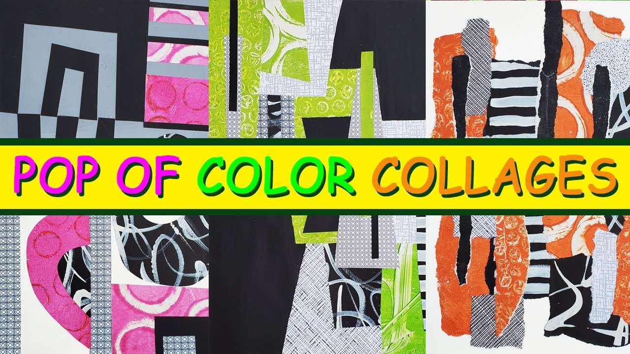 Creating 3 black,white, grey with a pop of color collages - YouTube