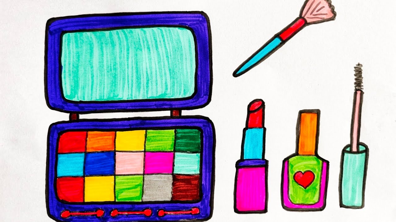 How to Draw Makeup Kit | Drawing And Coloring Activity For Kids - YouTube