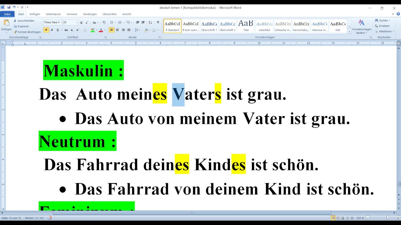 Deutsch lernen - der Genitiv - YouTube