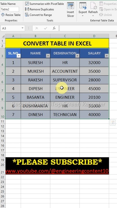 Convert table shortcut trick in Excel #shorts #youtubeshorts #excel # ...