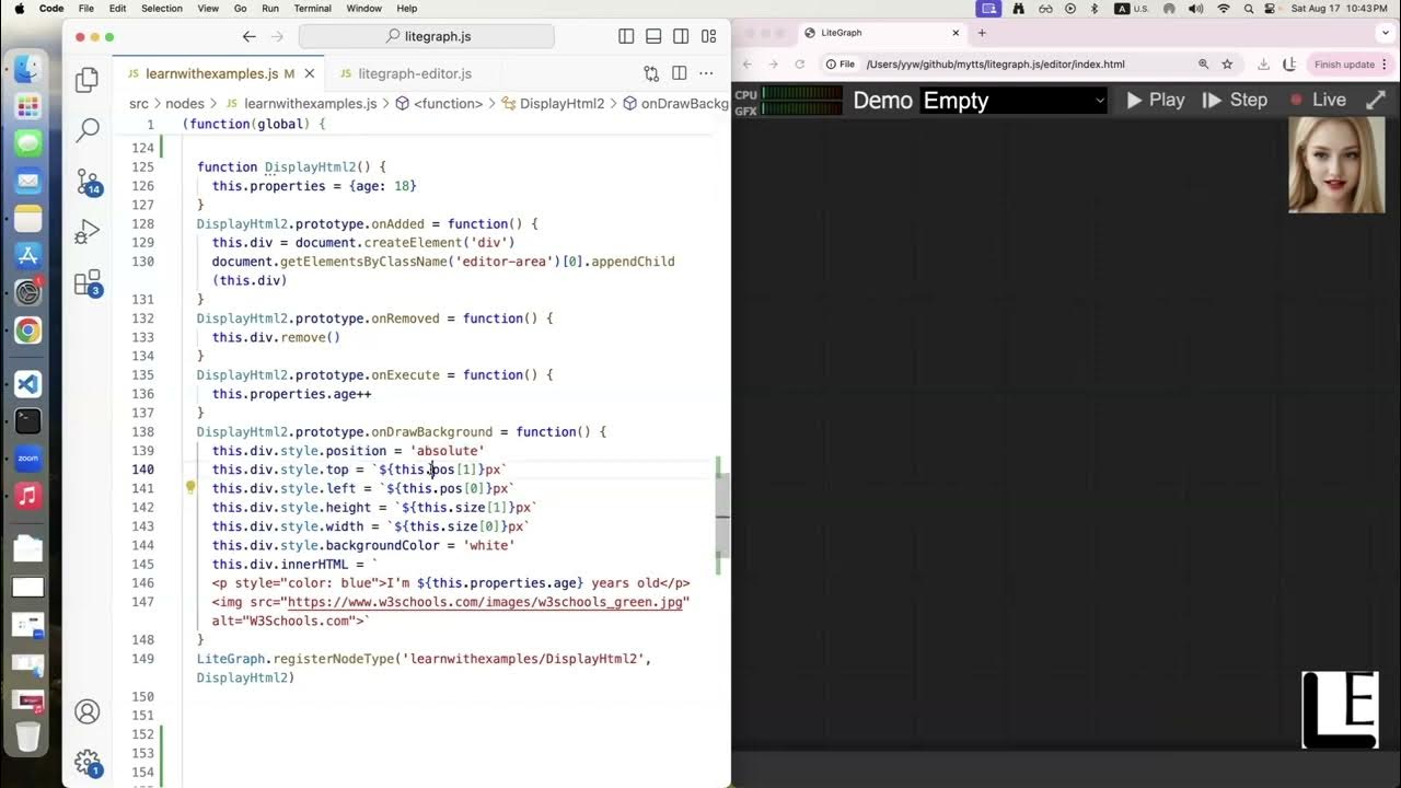LiteGraph: a 2nd (and easier) way to display html content inside a node - YouTube