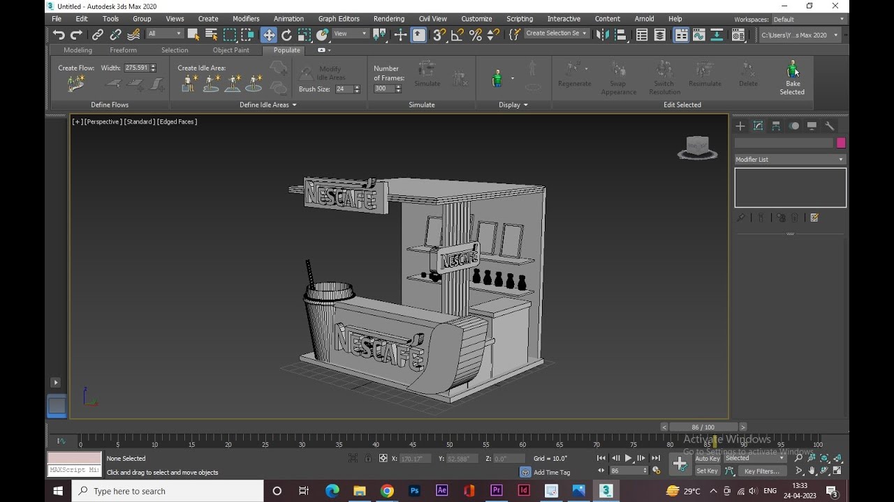 container café design 3d max modeling for beginners - YouTube