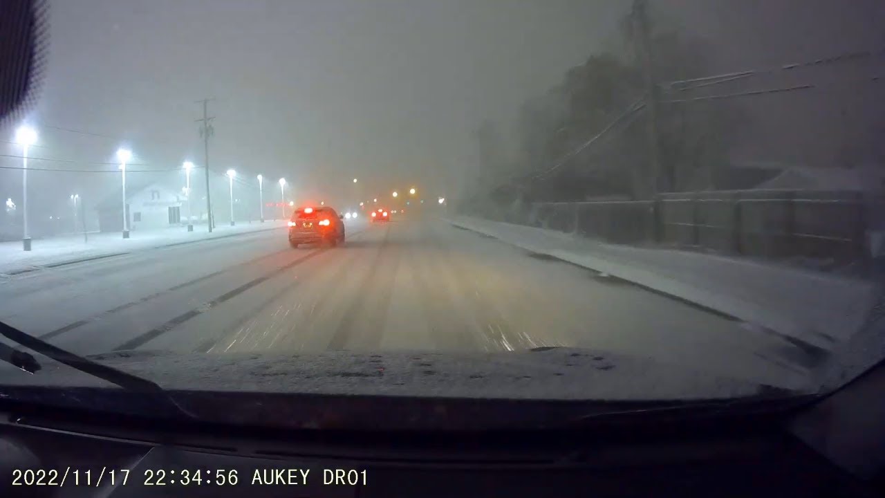 Driving in Heavy Lake Effect Snow and Blizzard Like Conditions - YouTube
