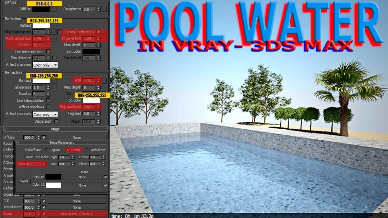 Pool WATER material in VRay 3Ds max | Tips on making Pool WATER material in VRay 3Ds max - YouTube