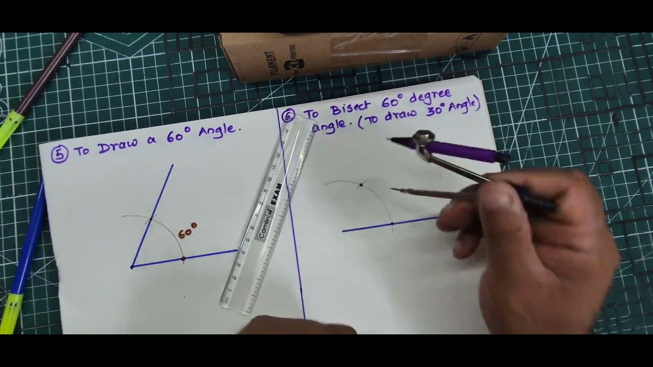 6. To draw 30 degree angle. or Bisect 60 degree angle - YouTube