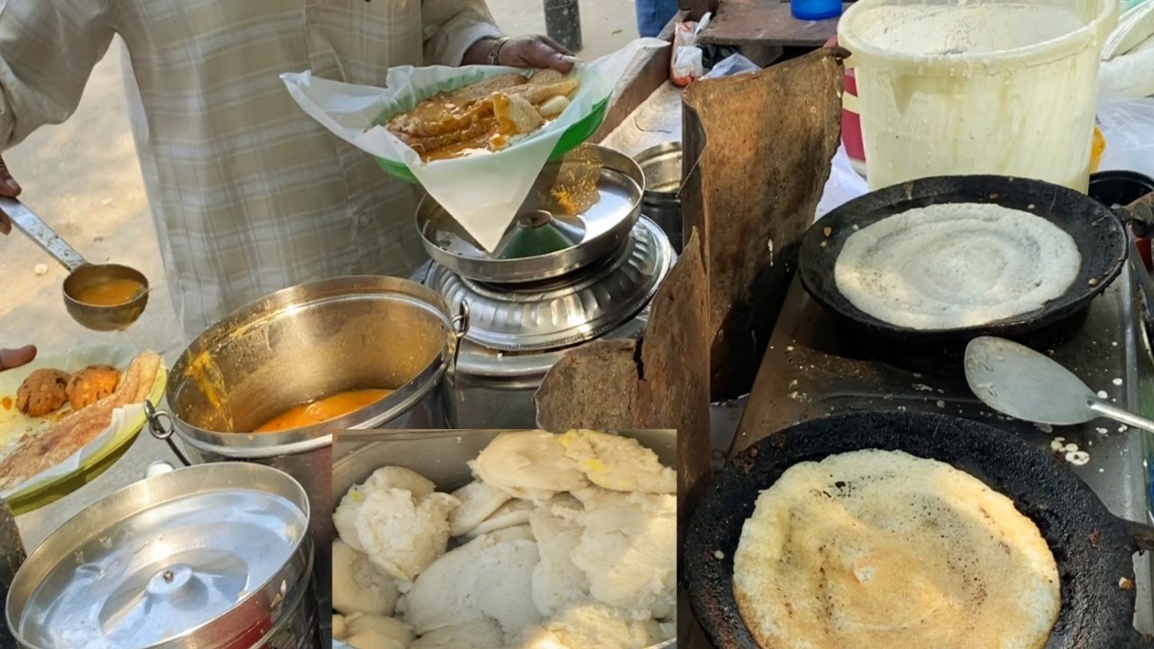 Roadside Breakfast in Chennai | Indian Breakfast Dosa | Very Tasty Idli ...