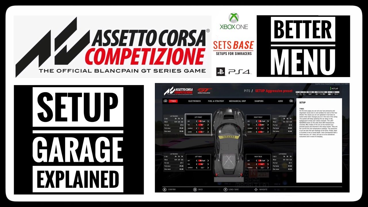 Assetto Corsa Competizione Better Setup Menus - YouTube