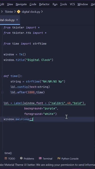 Make your own Digital Clock using Python #shorts #python - YouTube