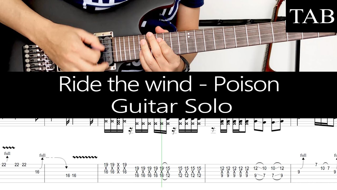 RIDE THE WIND - Poison (C.C. DeVille): SOLO guitar cover + TAB - YouTube