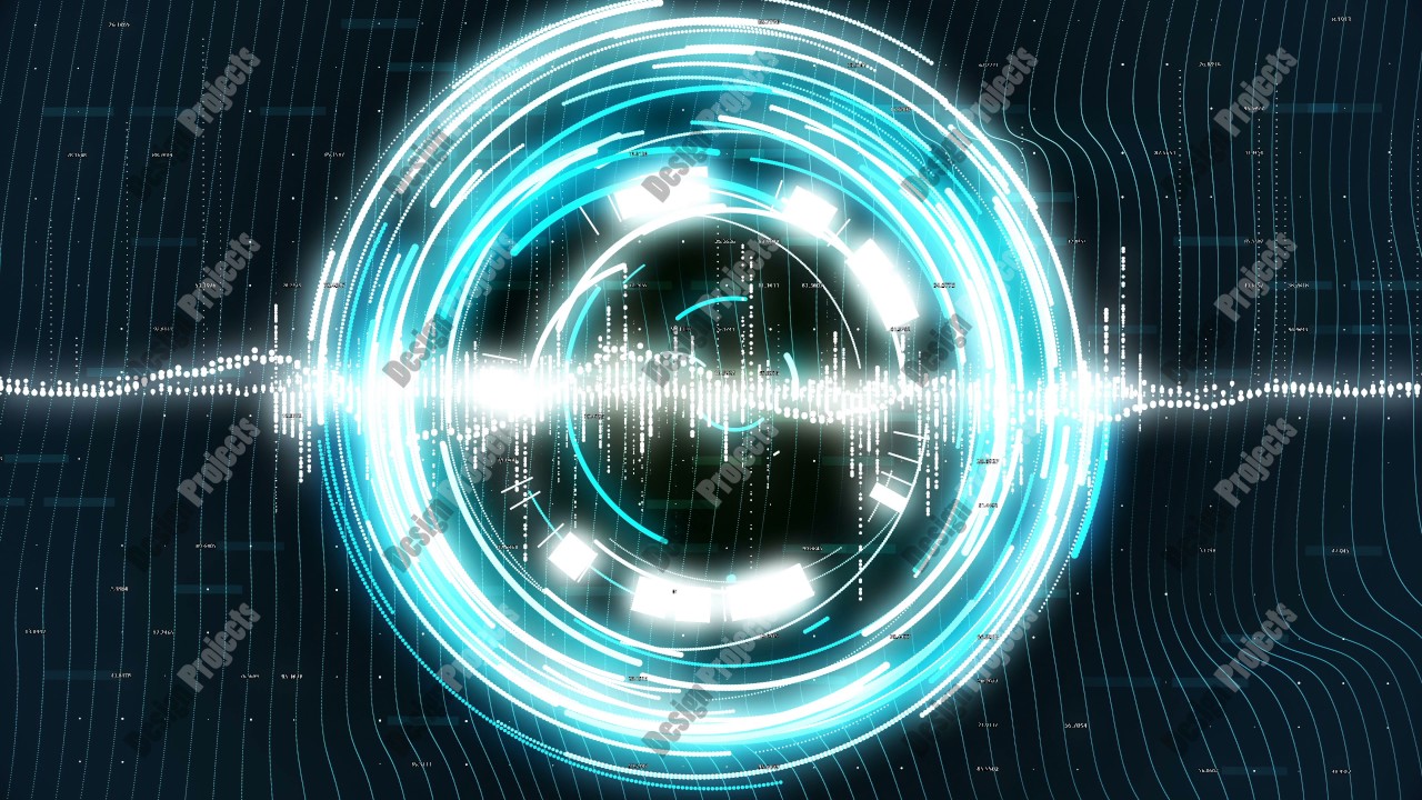 Motion loopable graphics with blue rotating circles on sci-fi ...
