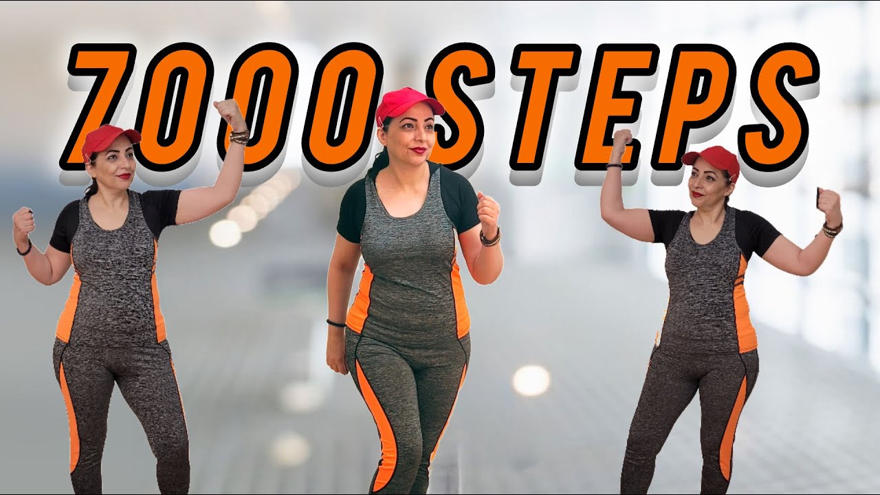 7000 Steps Walking Cardio Workout at Home | Full Body Fat Burn & Daily ...