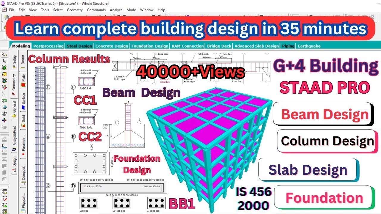 Learn complete building design by staad pro in 35 minutes for beginners ...