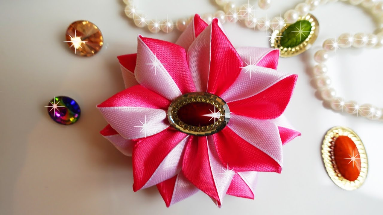 DIY Ribbon flower - YouTube