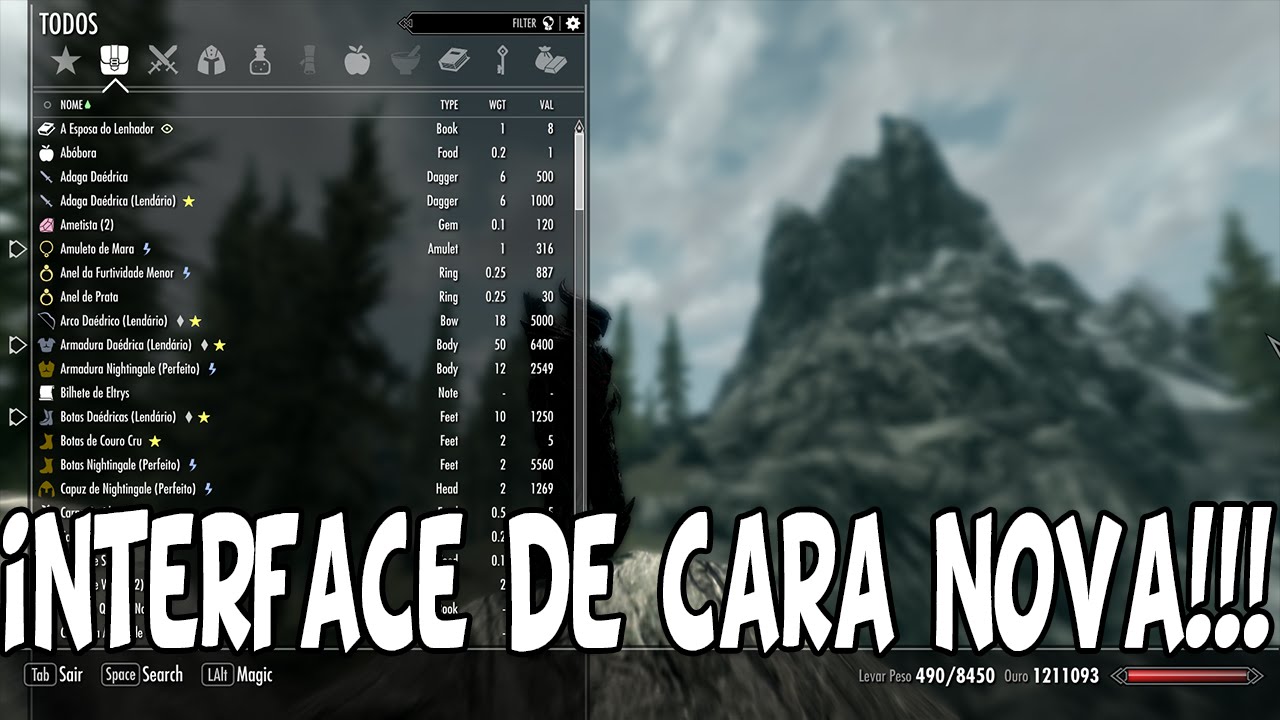 Skyrim mod :SkyUI (novo menu) - YouTube