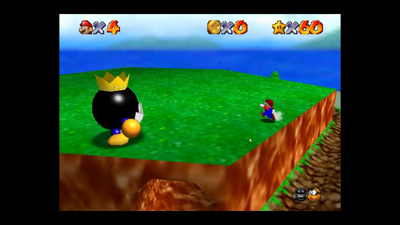 como pasar vence al rey bom-omb en la cima en super mario 64 - YouTube