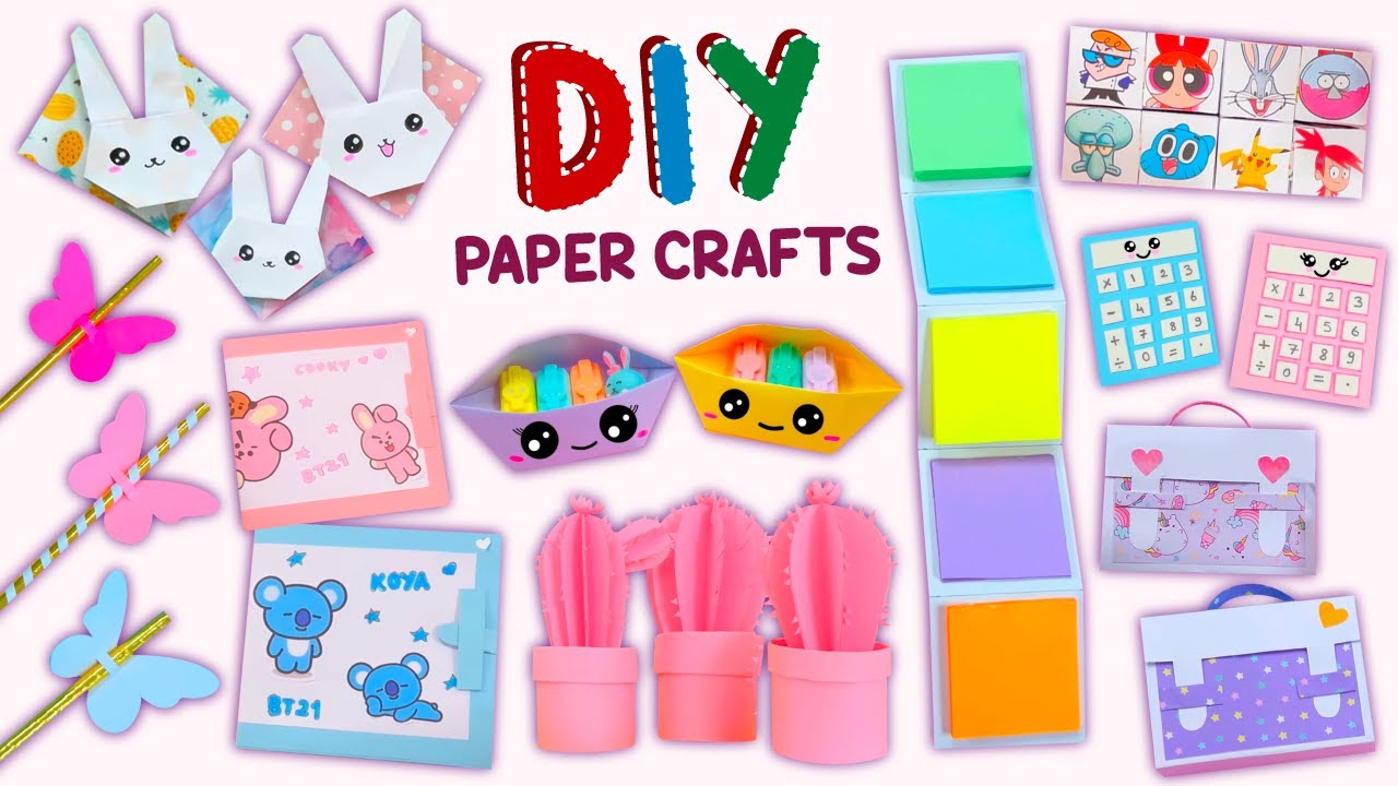 12 DIY EASY PAPER CRAFTS - Notebook - Bookmark - Pen Decor and more ...