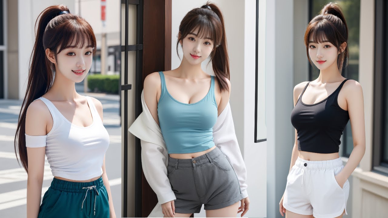 [4K] AI Lookbook | Tank-top and Shorts | 탱크탑 | Asian Girls - YouTube
