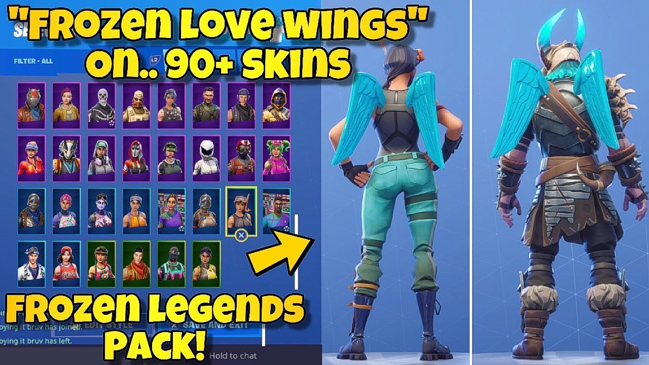 NEW "FROZEN LOVE WINGS" BACK BLING Showcased With 90+ SKINS! Fortnite ...