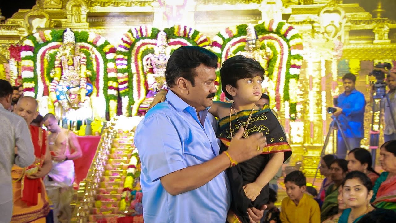 Talasani tarak Yadav with Talasani Srinivas Yadav at Ayyappa Maha Padi ...