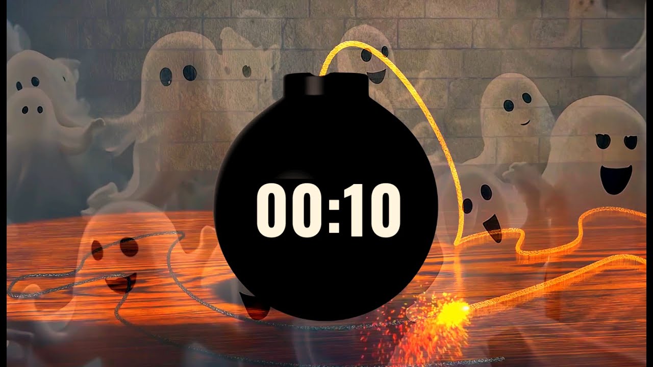 10 Second Ghost Blast Timer Countdown with Horror Music & Clock Ticking ...