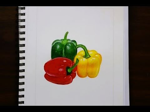 How to Draw A Three Bell Pepper Painting | Step by Step Acrylic ...