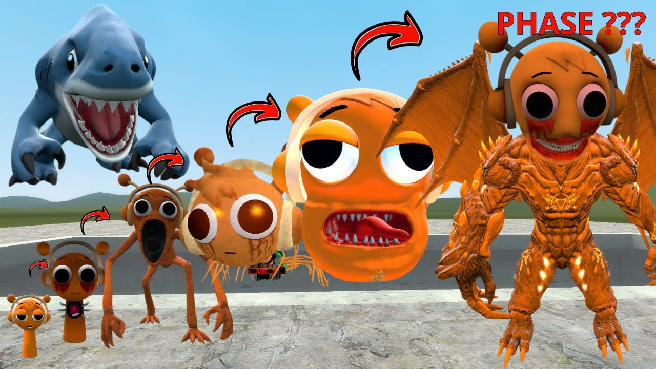 All Sizes & Full Evolution of Sprunki Oren (Orange) in Garry's Mod ...