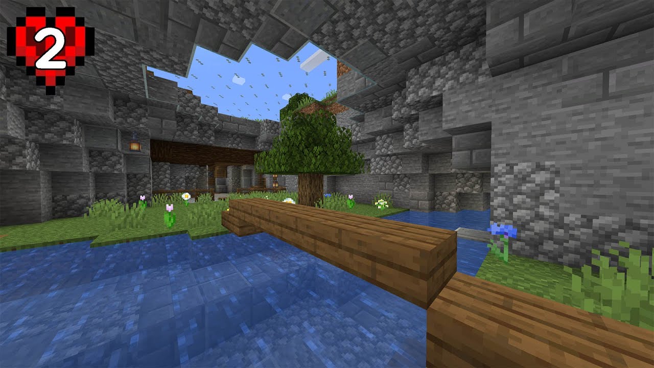 underground cave base in Hardcore Minecraft - YouTube