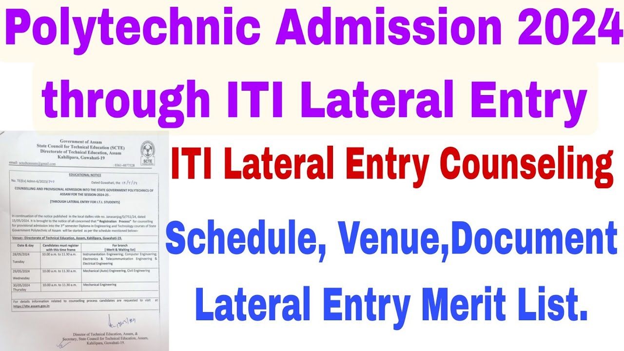 Polytechnic Admission 2024 through ITI Lateral Entry | ITI Lateral ...