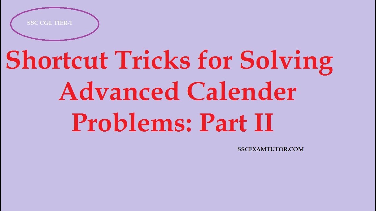 Shortcut Trick for Solving Calender Problems in Reasoning Part II - YouTube