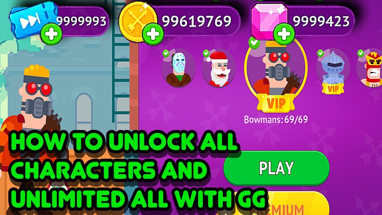 Unlock All 69 Characters And Vip Upgrades In Bowmasters - YouTube