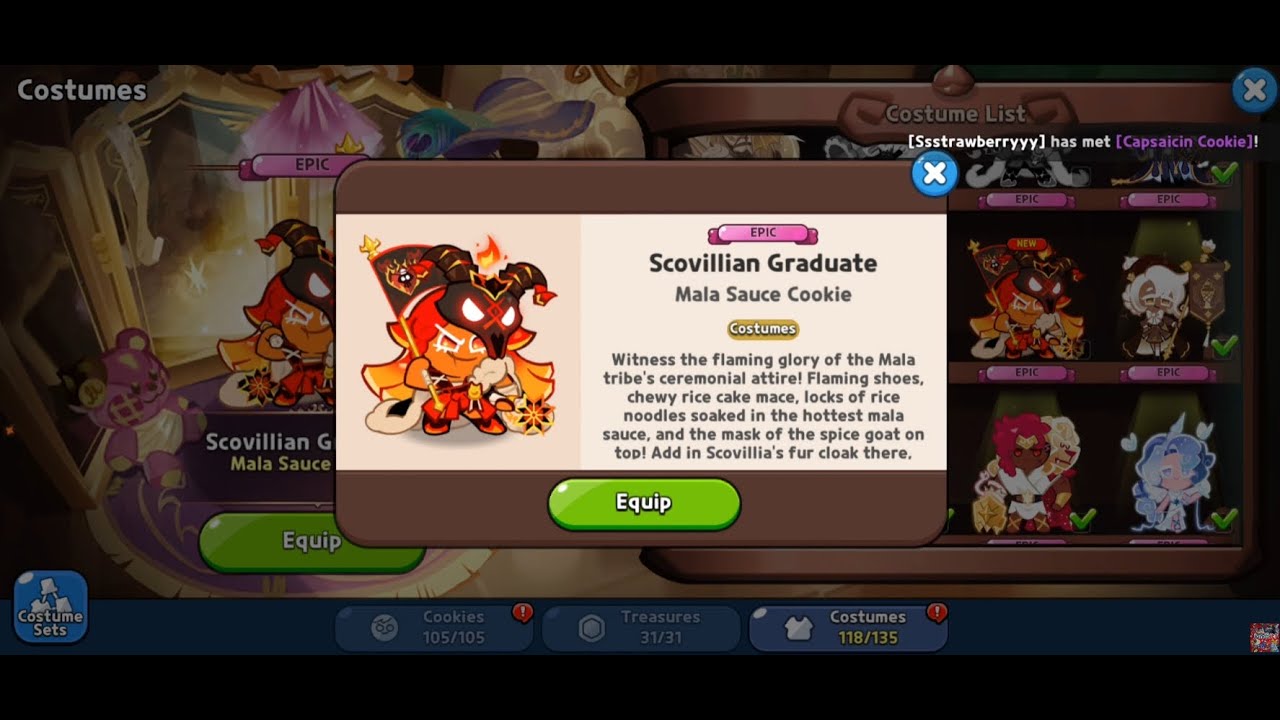 Epic Costume Gacha: Scovillian Graduate (Mala Sauce Cookie) - Cookie ...