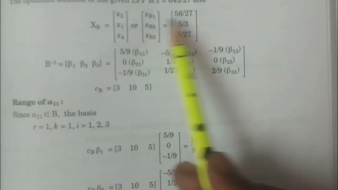 Problem 1: Changes of Coefficient matrix A in Post-Optimality - BSc Statistics - YouTube