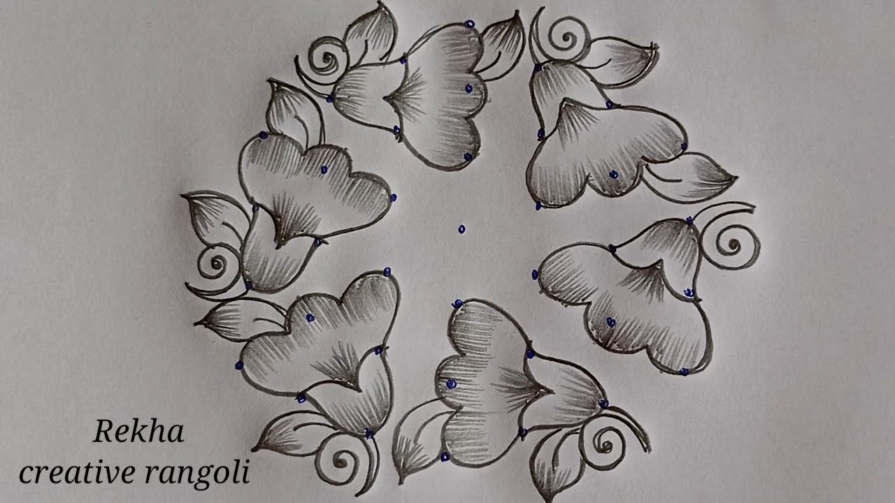 beautiful flowers rangoli | easy pulli kolangal | simple daily rangoli ...