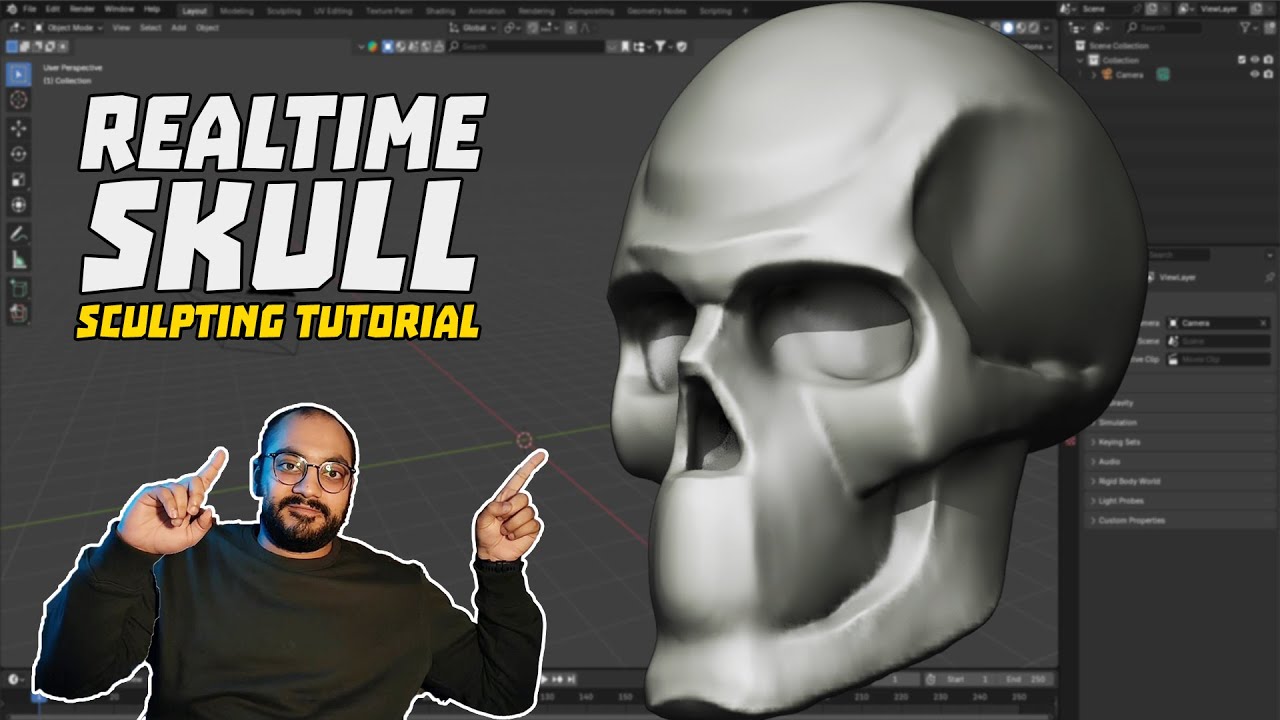 How to sculpt a skull in blender - Stylized Skull - Blender sculpting ...