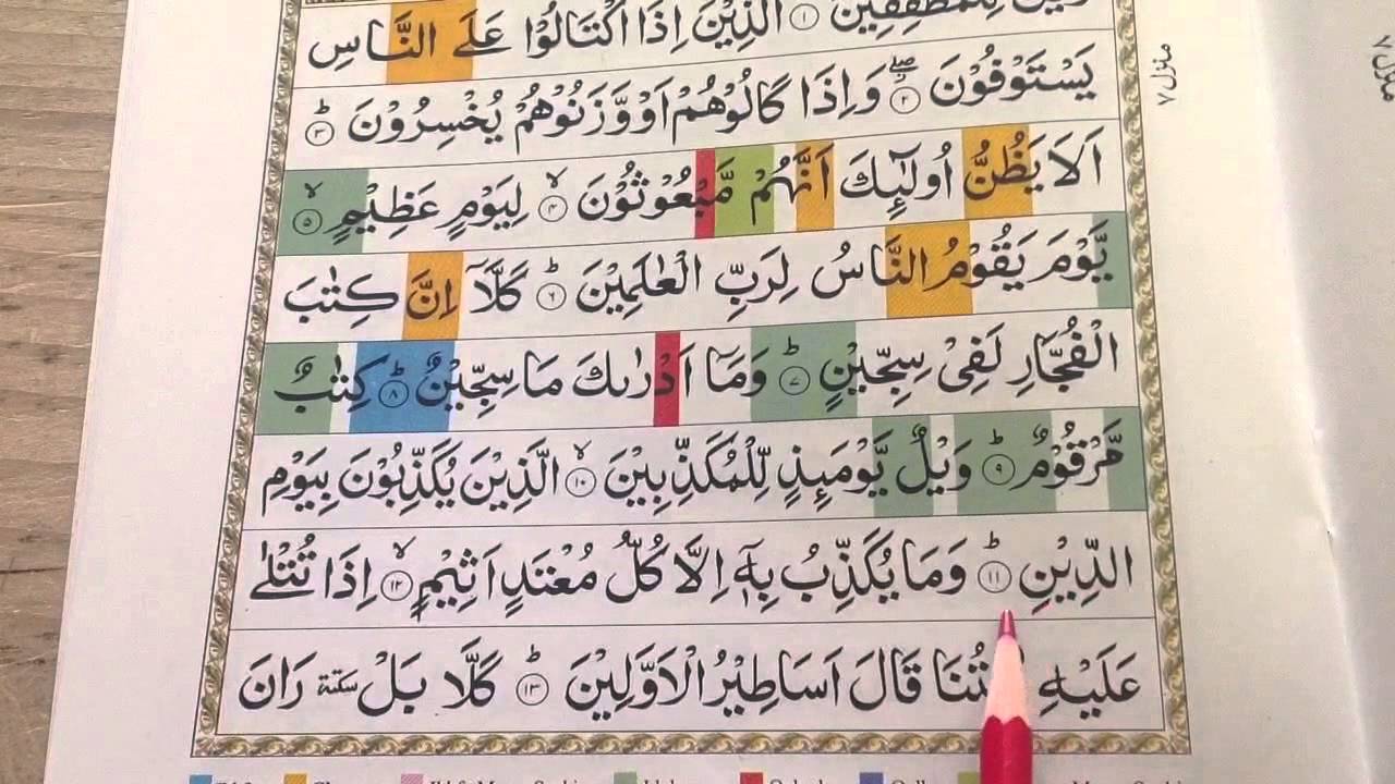Surah Al-Mutaffifeen Part 1 with brief practical Tajweed - YouTube