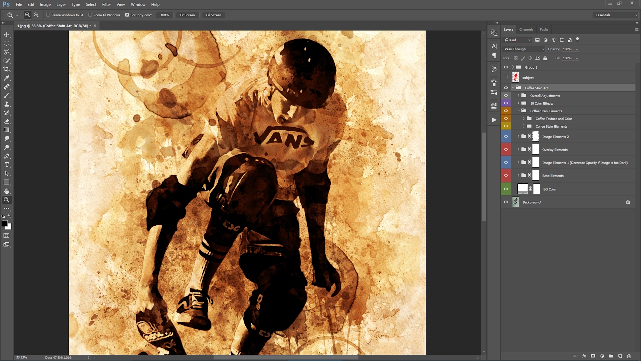 Coffee Stain Art Photoshop Action Guide - YouTube