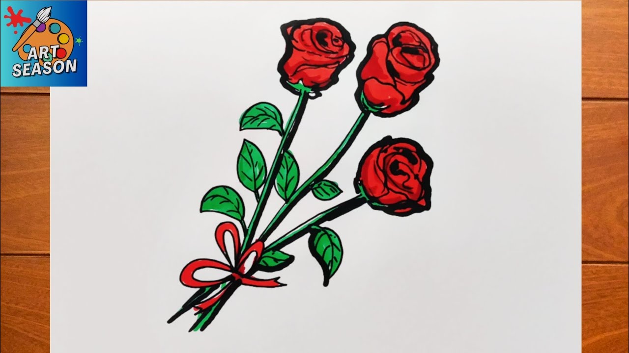 How to Draw Rose Flowers for Valentine's Day Step by Step - YouTube