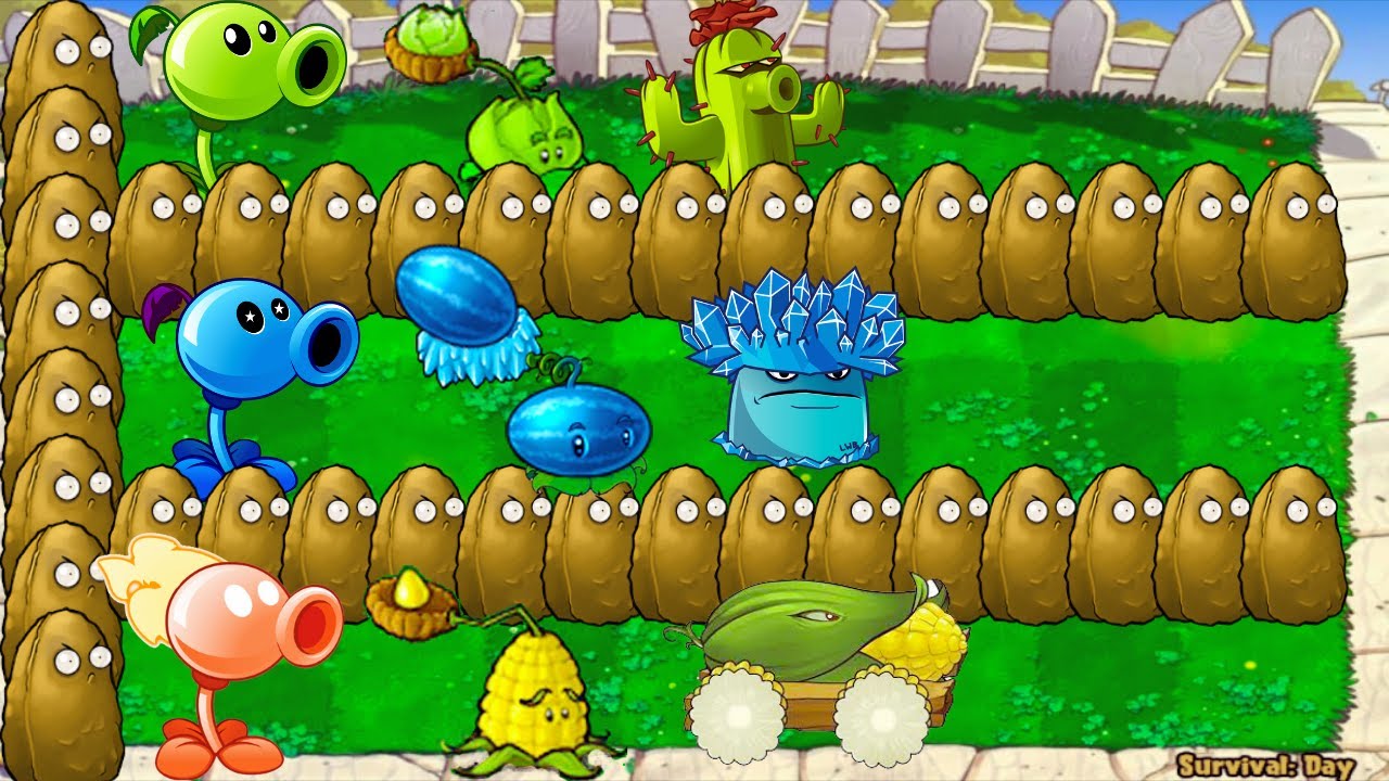 All Green Plants vs Blue Plants vs Fire Plants vs All Pvz Zombies ...