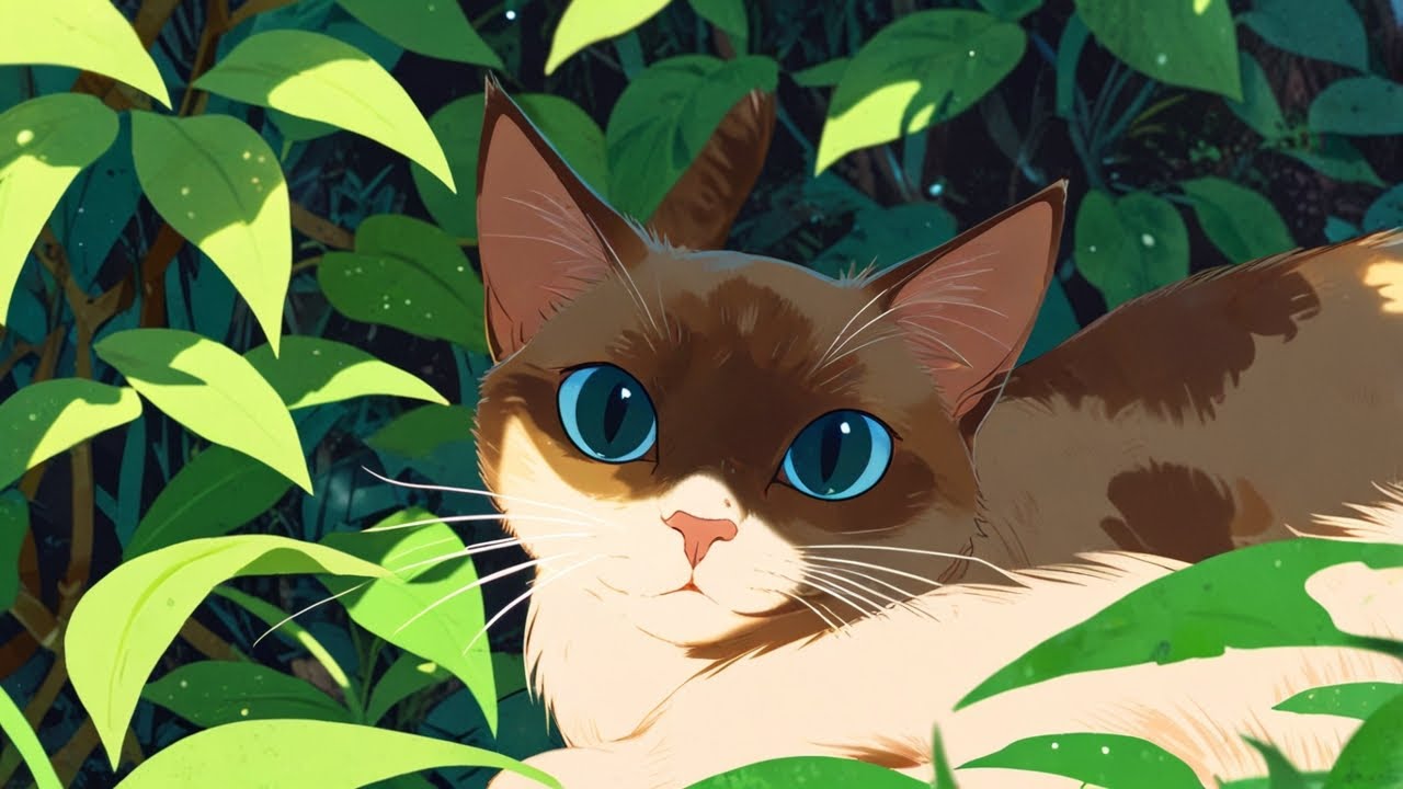 Relax with Cats | Ambient Chill Music | Relaxing Cat Animation | moon ...