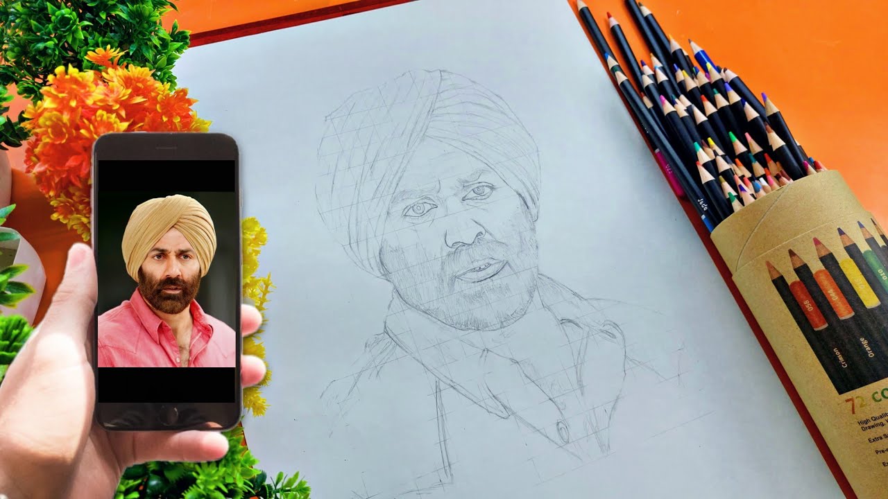 gadar 2 drawing //sani deol drawing #gadar2 #gadar #drawing - YouTube