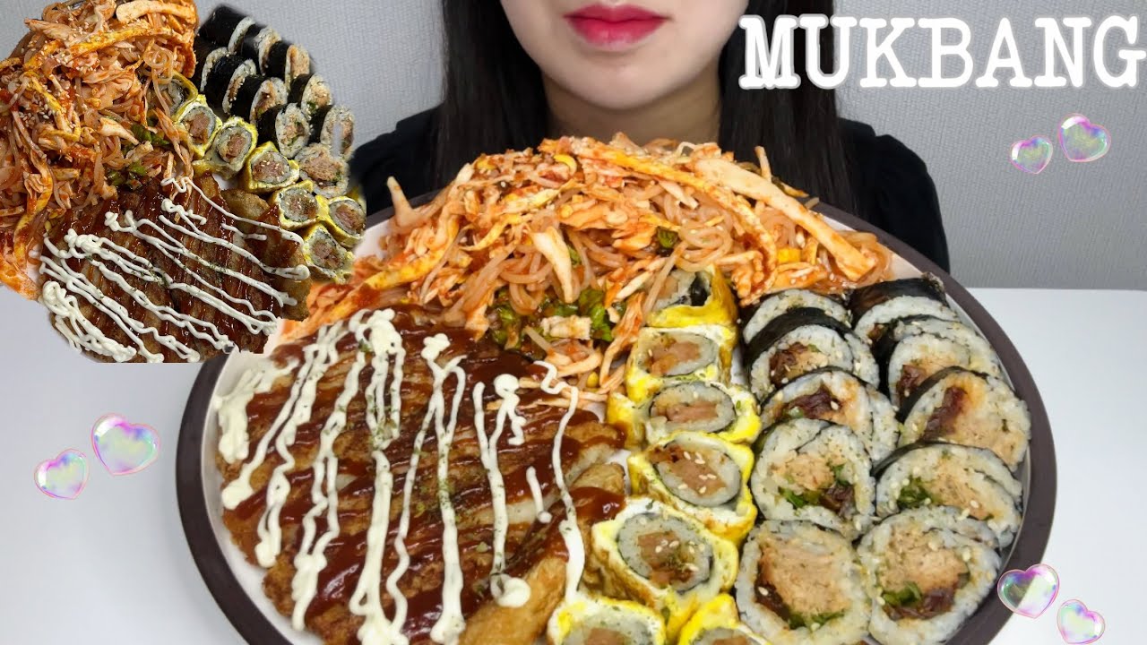 [ASMR먹방]분식정식!!돈까스.쫄면.김밥|돈쫄김|한입가득😮|Pork cutlet&Spicy noodles&Gimbap MUKBANG REAL SOUND #17 - YouTube